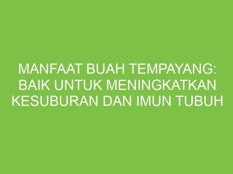 Manfaat Buah Tempayang: Baik untuk Meningkatkan Kesuburan dan Imun ...